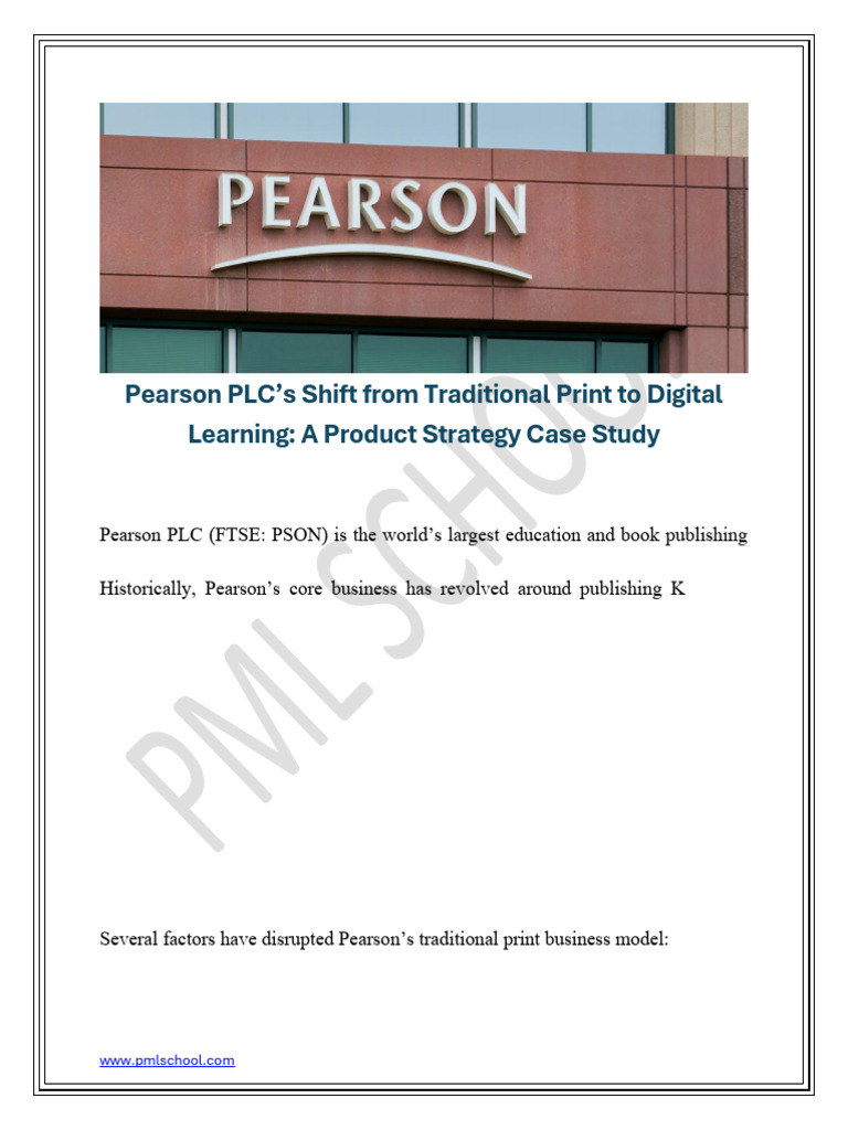 PML - Product Strategy Case Study Pearson PLC | PDF | Textbook | Business
