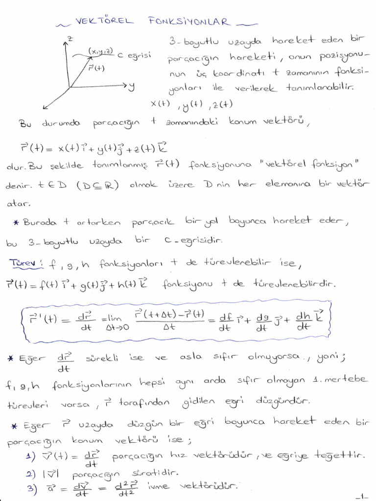 Vektörel Fonksiyonlar | PDF