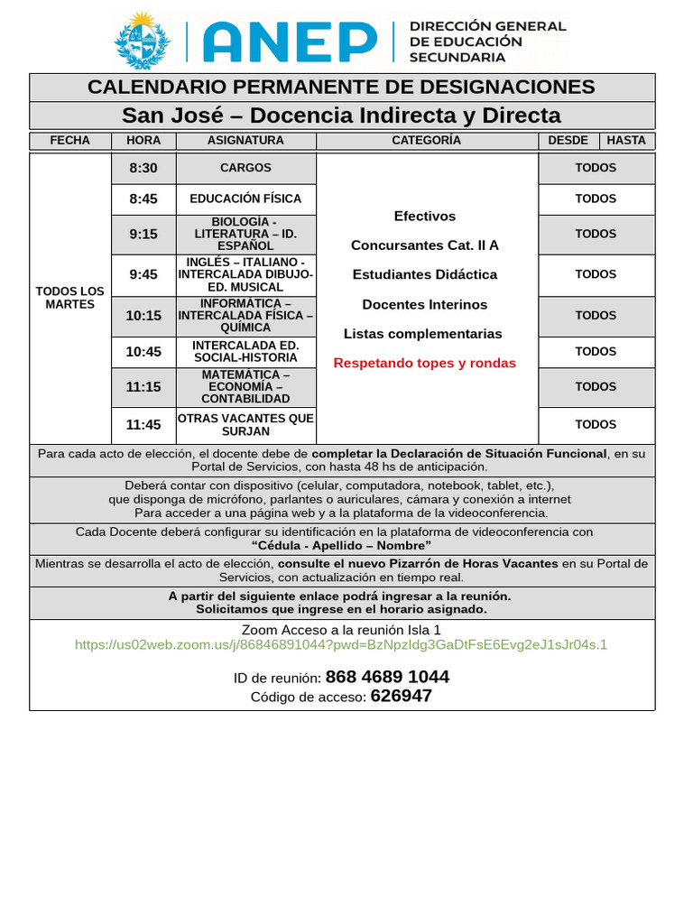 Calendario PERMANENTE CODED SAN JOSÉ | PDF | Informática