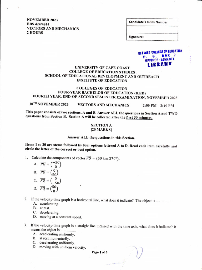 November 2023 Vectors and Mechanics Exam | PDF | Tension (Physics ...