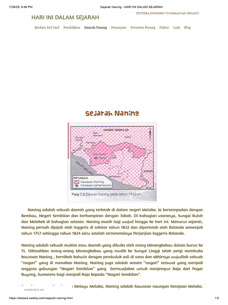 Sejarah dan Perjuangan Naning | PDF