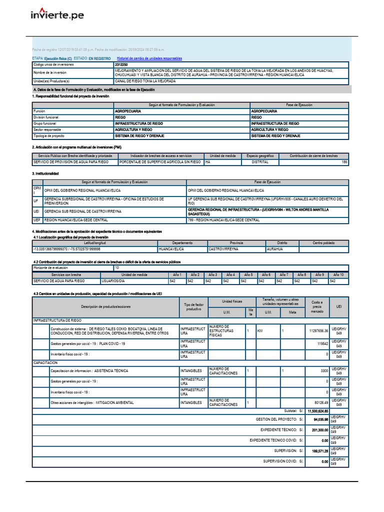 2312250-Aurahua-Sistema de Riego | PDF | Tasa interna de retorno | Inversiones
