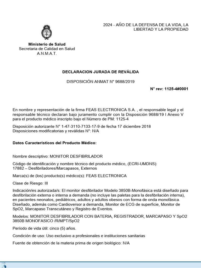 Reválida Monitor Desfibrilador ANMAT 2024 | PDF