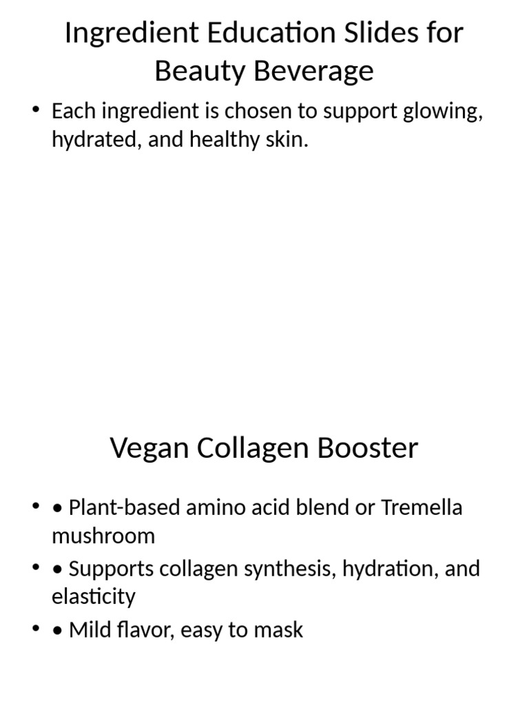 Beauty Beverage Ingredients Slides | PDF