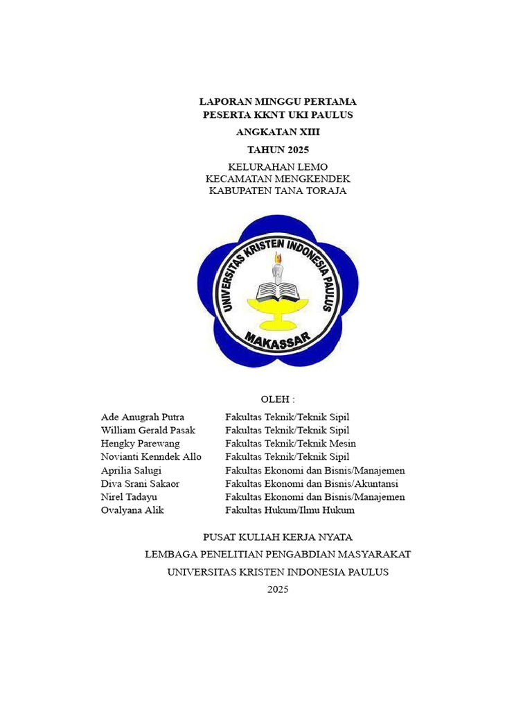 Log Book KKN XIII UKI Paulus 2025 | PDF