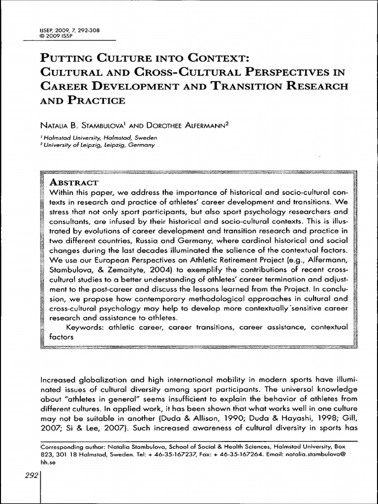 Putting Culture Into Context Cultural and Cross Cultural Perspectives ...
