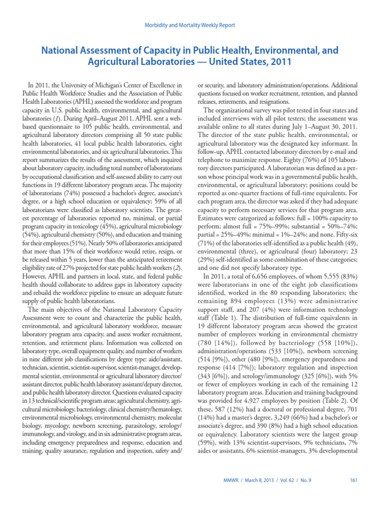 U.S. Public Health Lab Capacity Assessment | PDF | Public Health ...