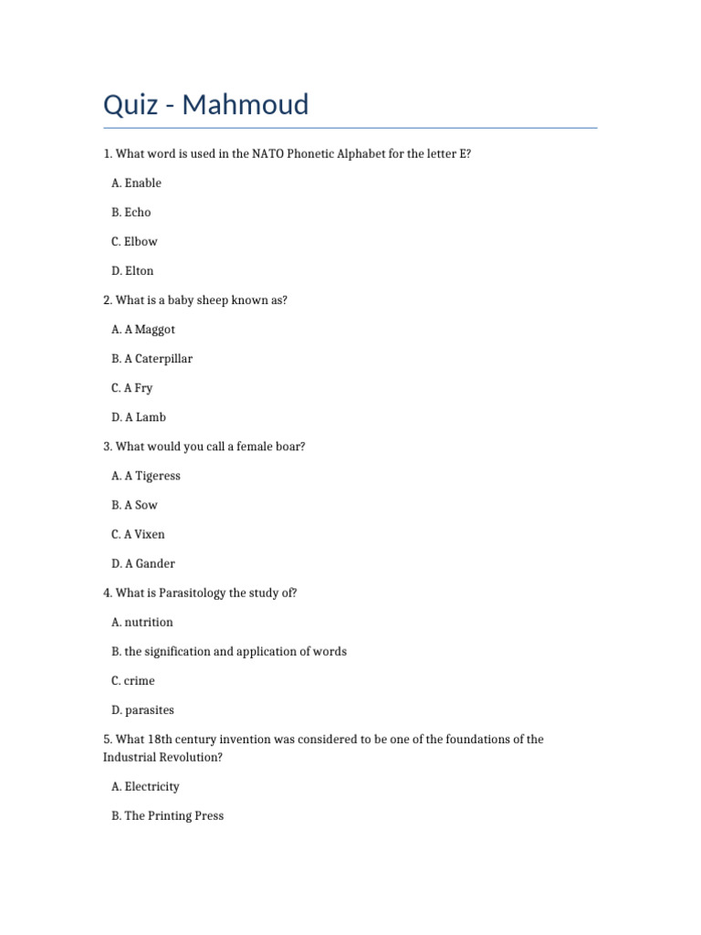 Fun Quiz on General Knowledge Topics | PDF