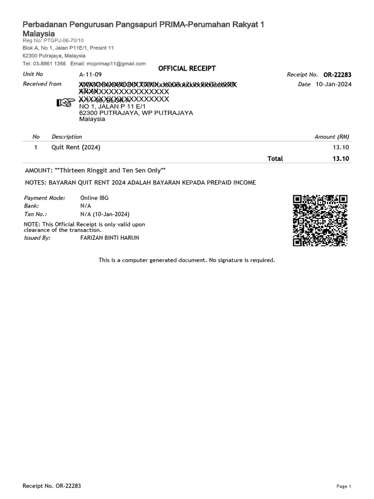 Quit Rent Receipt for 2024 | PDF