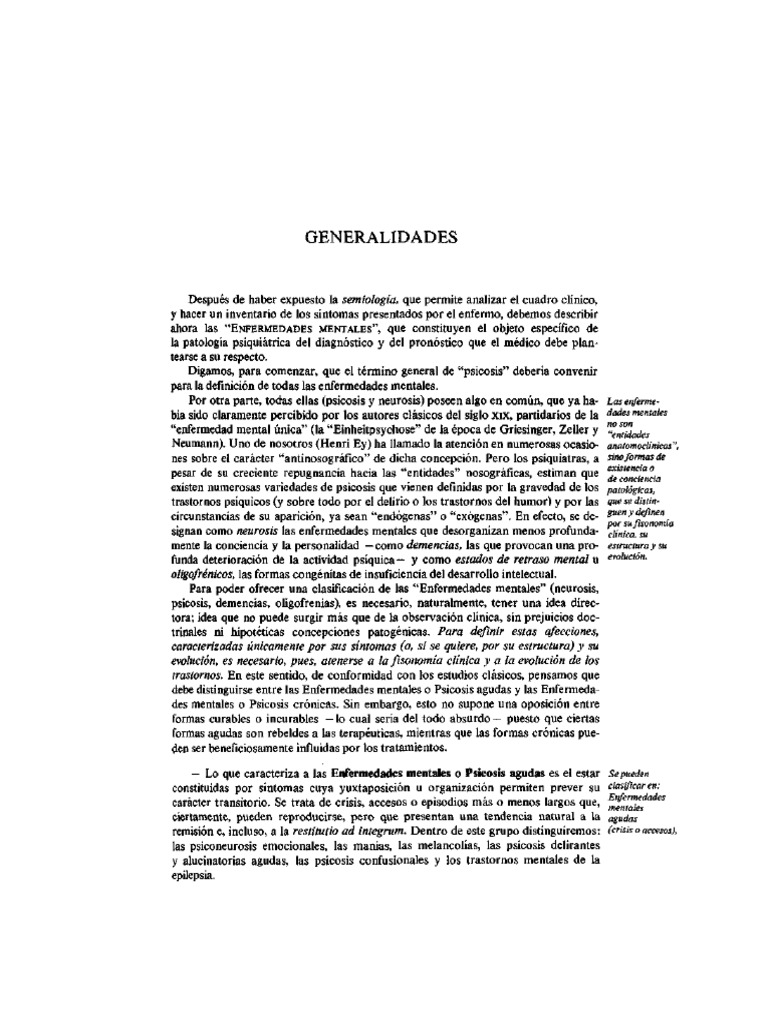 Generalidades Del Estudio Clinico de Las E.M Henry Ey | PDF