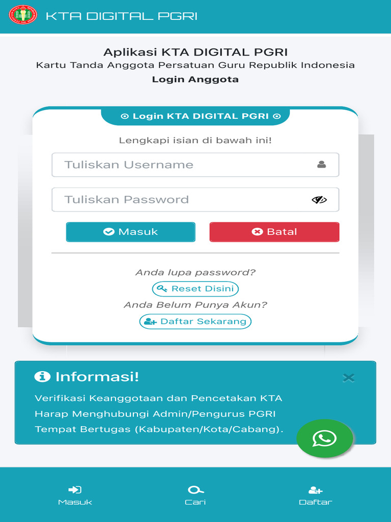 Login KTA Digital PGRI dan Informasi | PDF