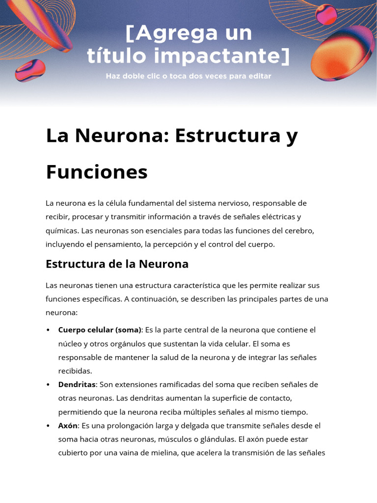 La Neurona Estructura y Funciones - 20250727 - 102934 - 0000 | PDF | Neurona | Axon