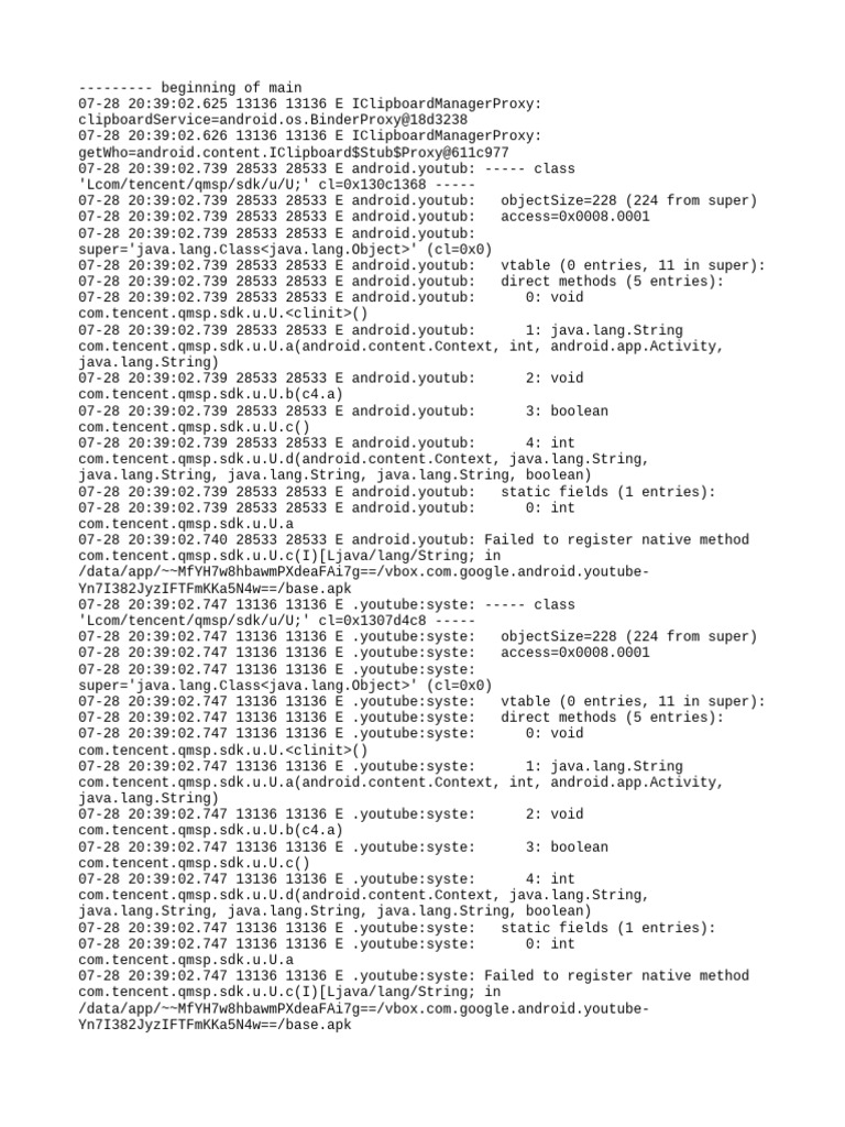 .Google - Android.youtube Logcat | PDF | Java (Programming Language) | Computing Platforms