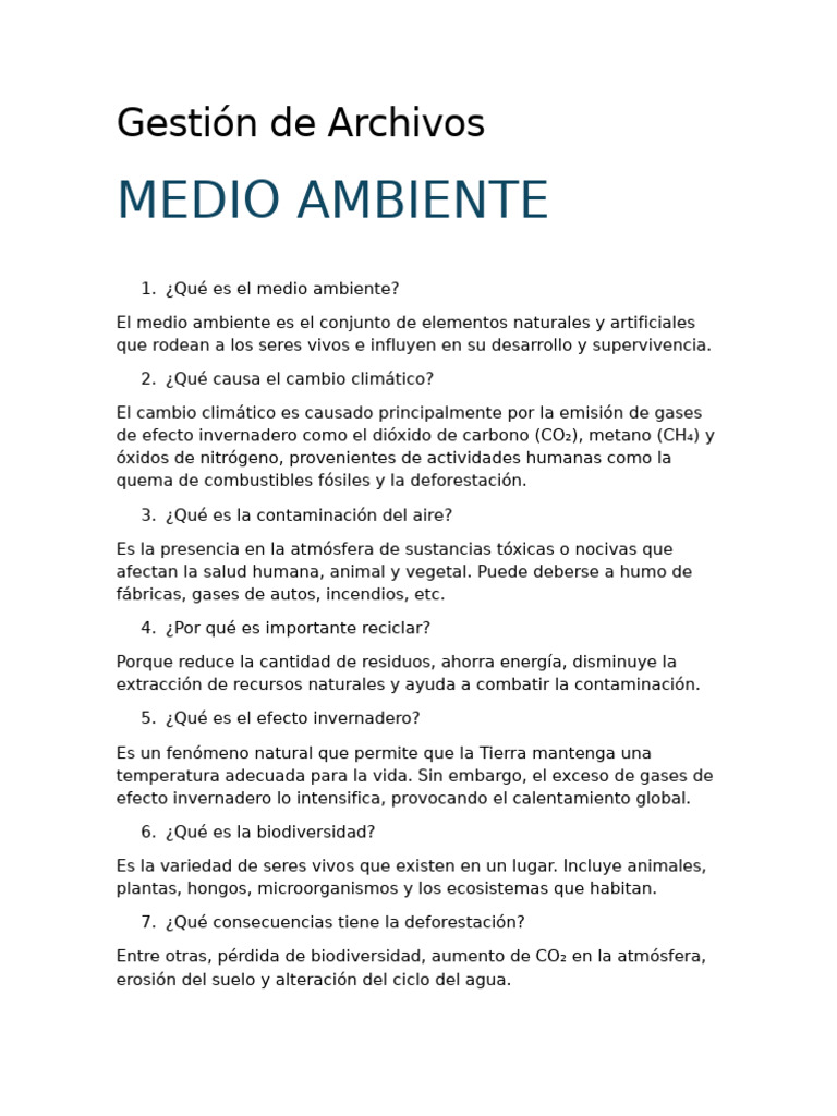 Claves para Cuidar el Medio Ambiente | PDF