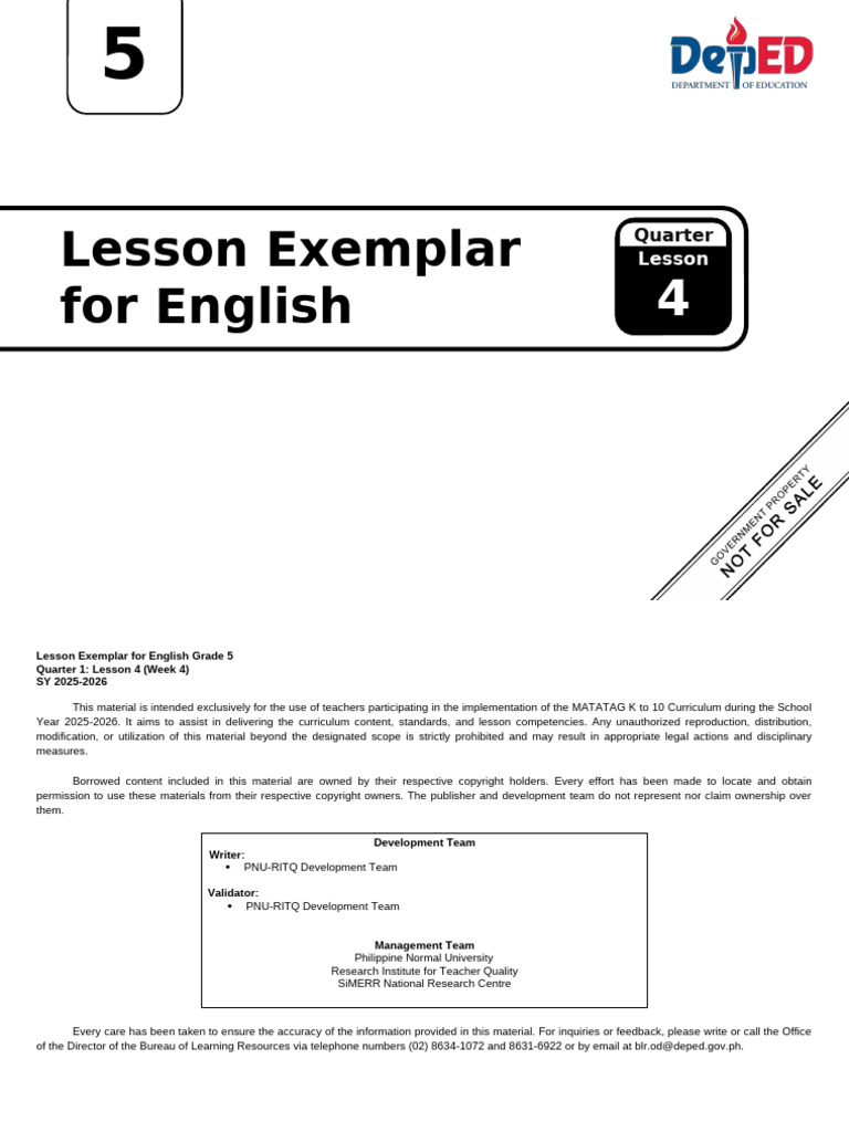 Grade 5 Reading Lesson Exemplar | PDF | Learning | Reading Comprehension