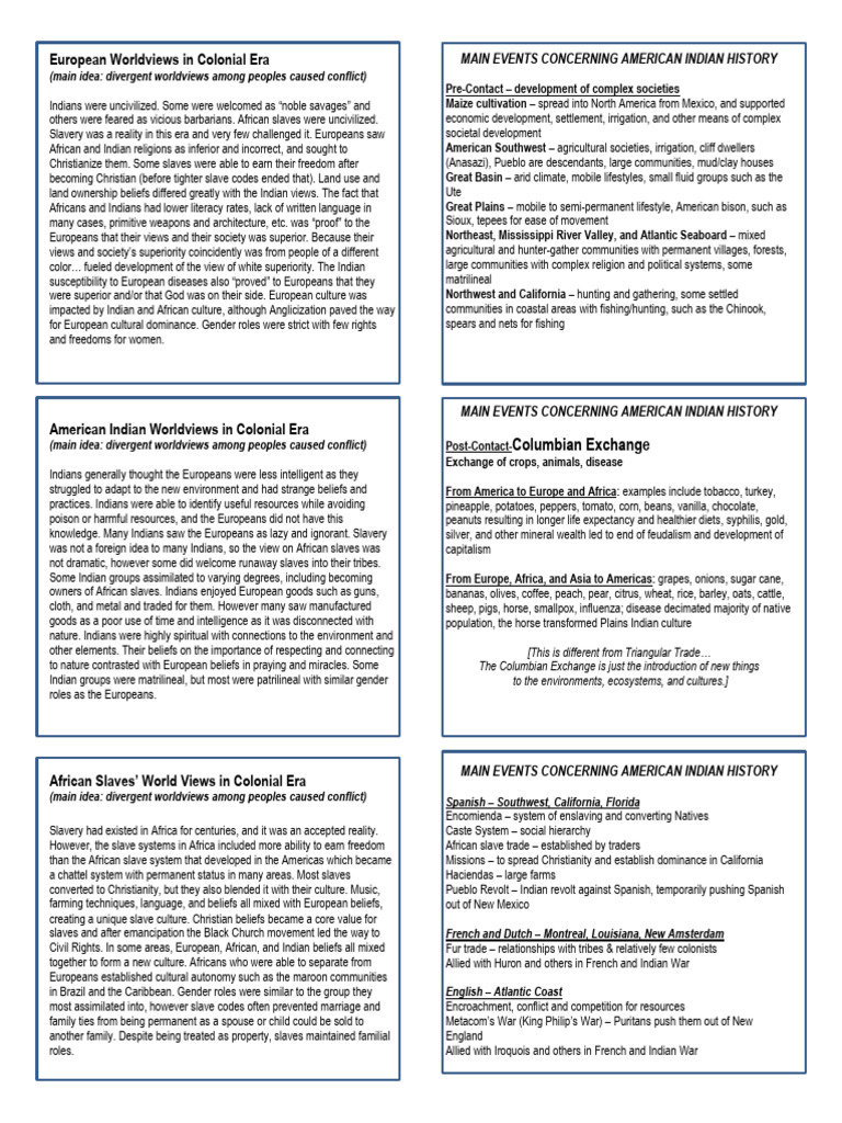 American Indian Study Cards | PDF | Slavery | Native Americans In The ...