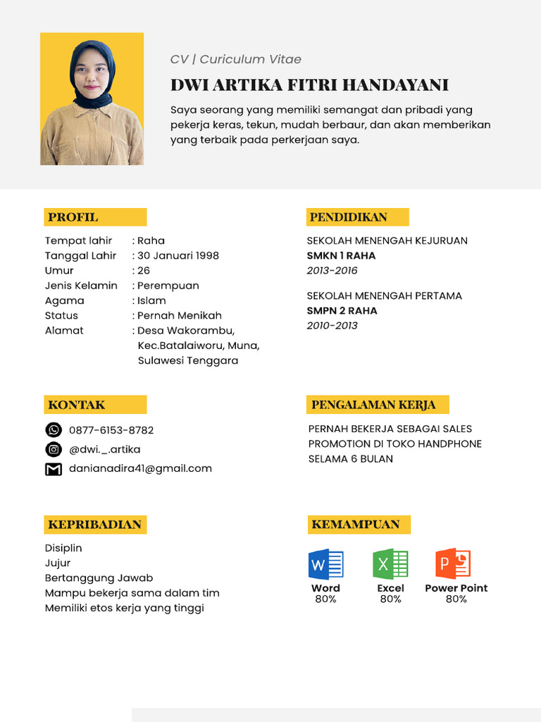 Dwi Artika Fitri Handayani - CV | PDF