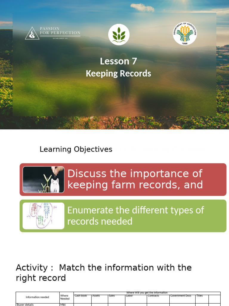 Lesson 7. Keeping Records | PDF | Cash | Prices
