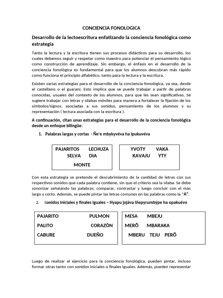 Estrategias para Conciencia Fonológica | PDF | Puntuación | Sílaba
