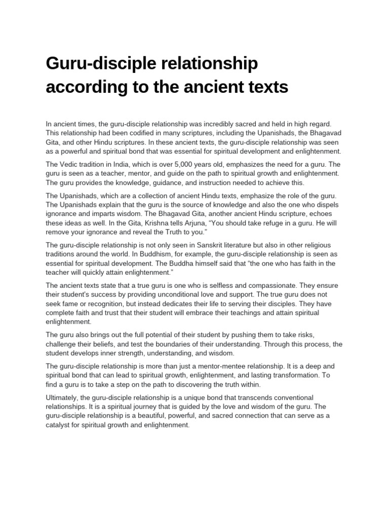 Guru-Disciple Bond in Ancient Texts | PDF | Guru | Bhagavad Gita