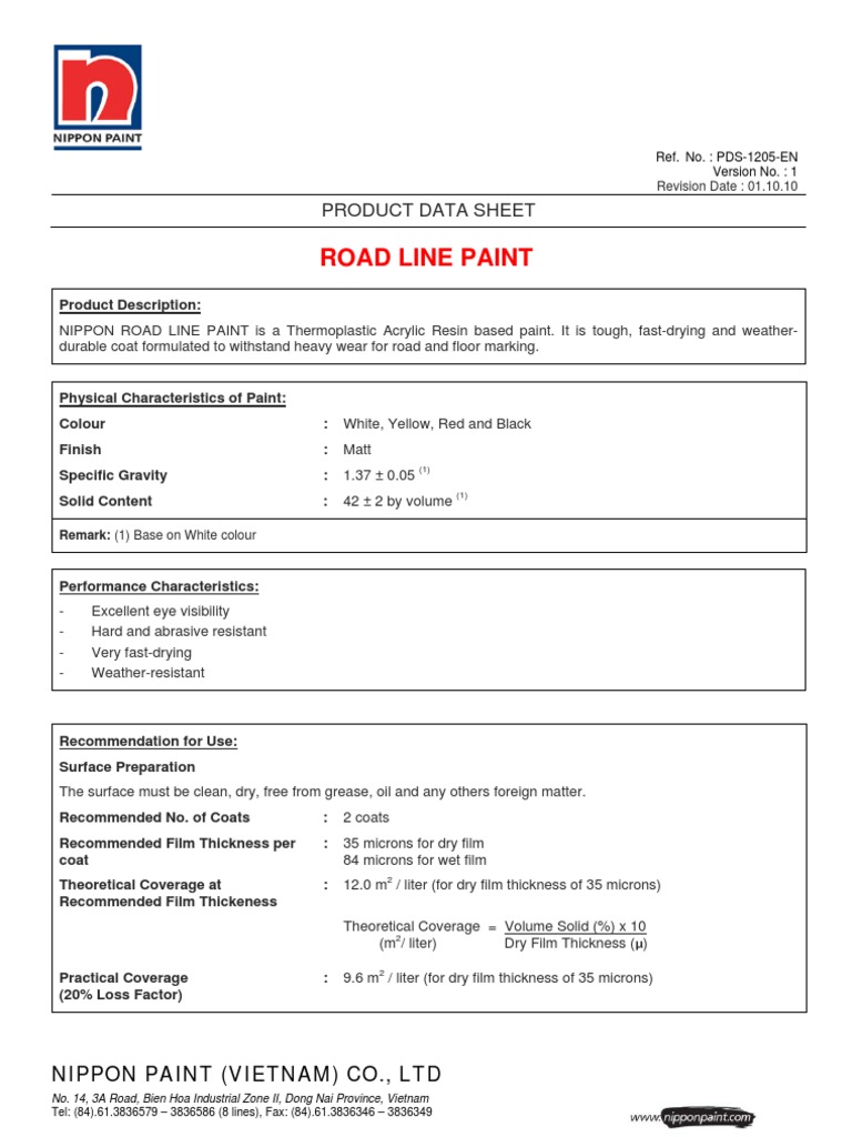 Road Line Paint - Spec - en | PDF | Paint | Materials