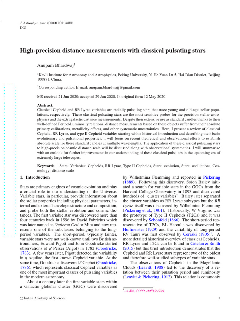High-Precision Distance Measurements With Classical Pulsating Stars ...