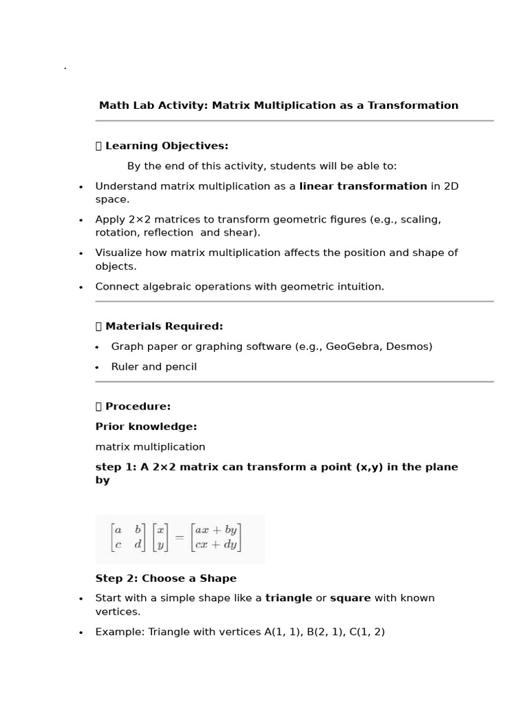 Activity 1-Linear Transformation Using Matrices | PDF