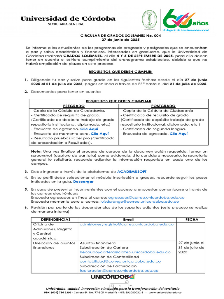 Circular 004 - Ceremonias Solemnes | PDF