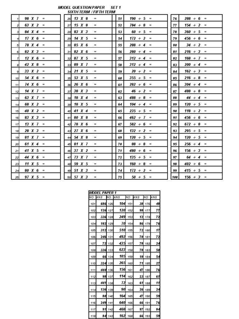 6th Term High-A Mul & Div | PDF