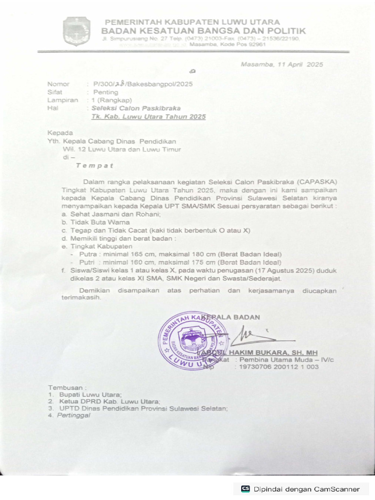 Permintaan Calon Paskib 2025 | PDF