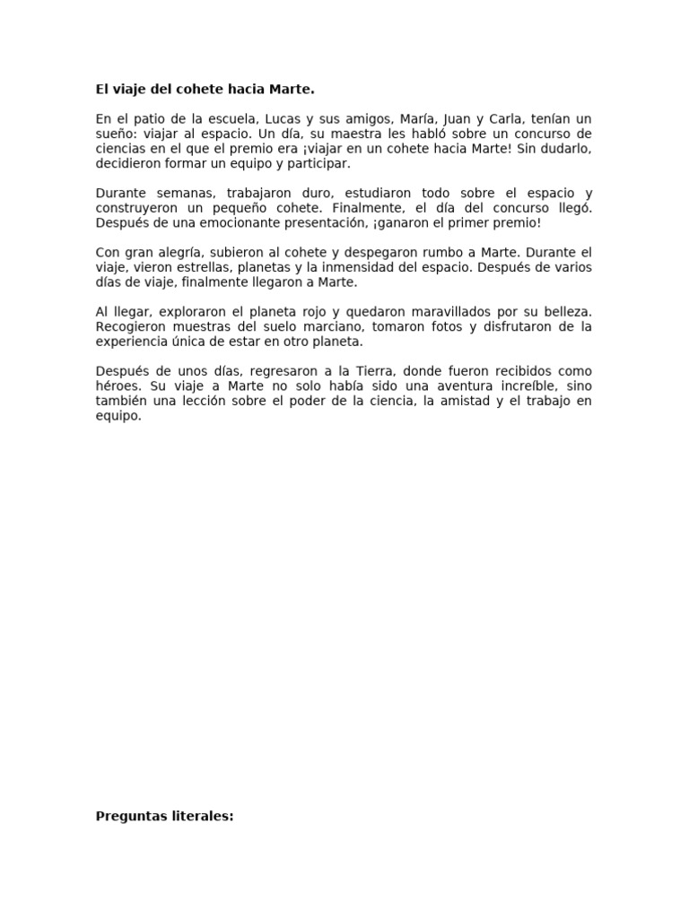 El Viaje Del Cohete Hacia Marte | PDF | Marte