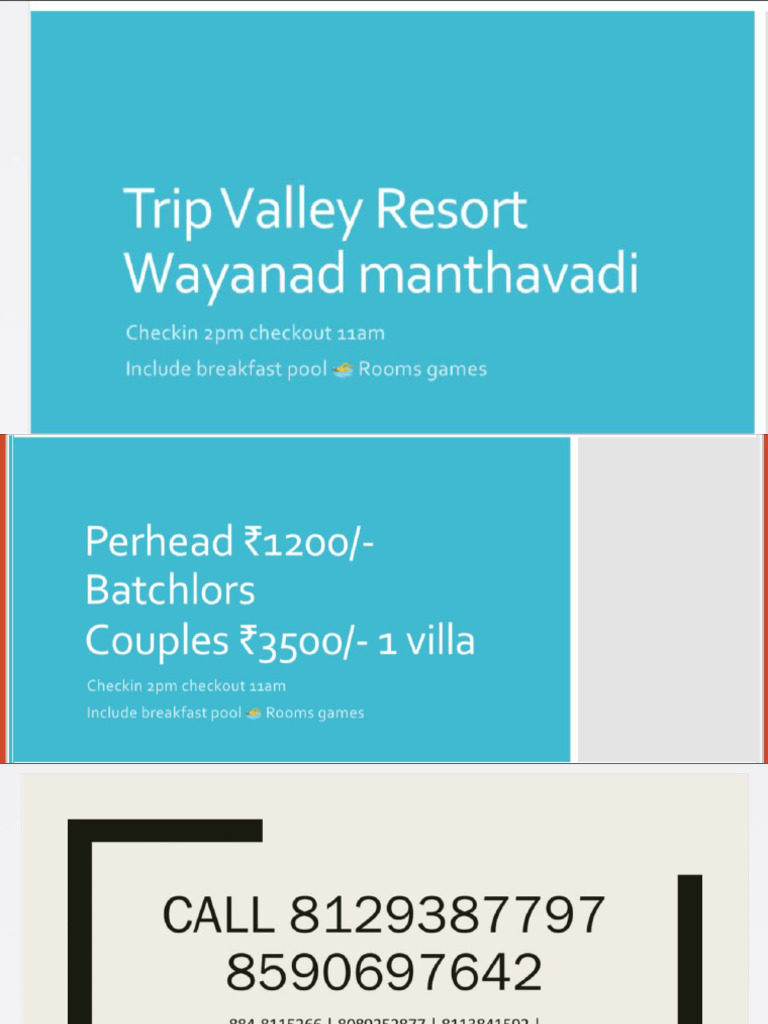 Bloo Manathavadi Resort 2 | PDF