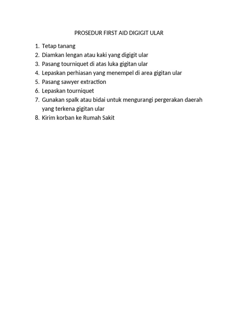 Prosedur First Aid Digigit Ular | PDF