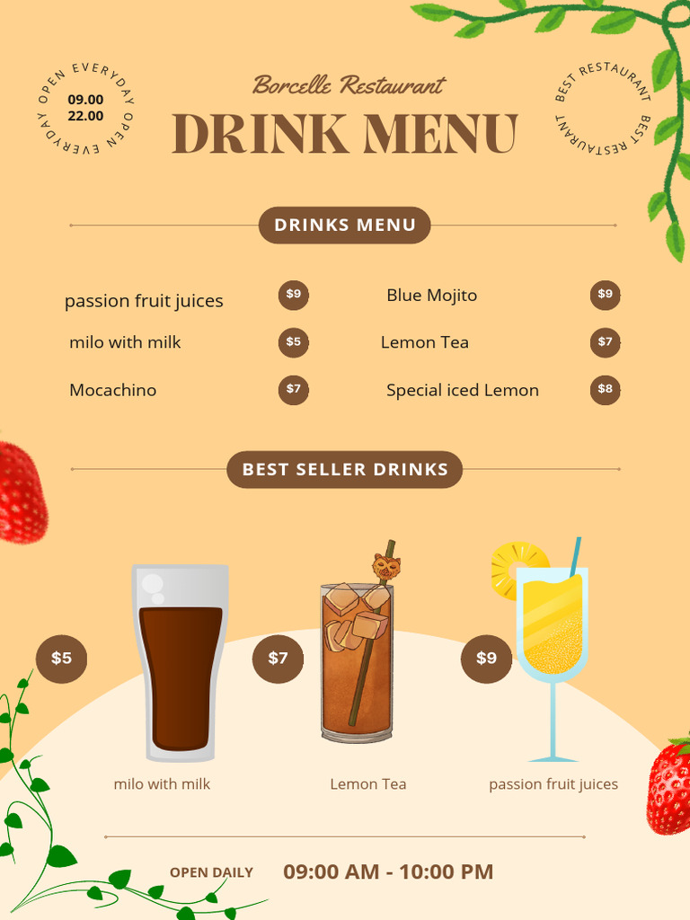 Brown Creative Special Drinks Menu | PDF