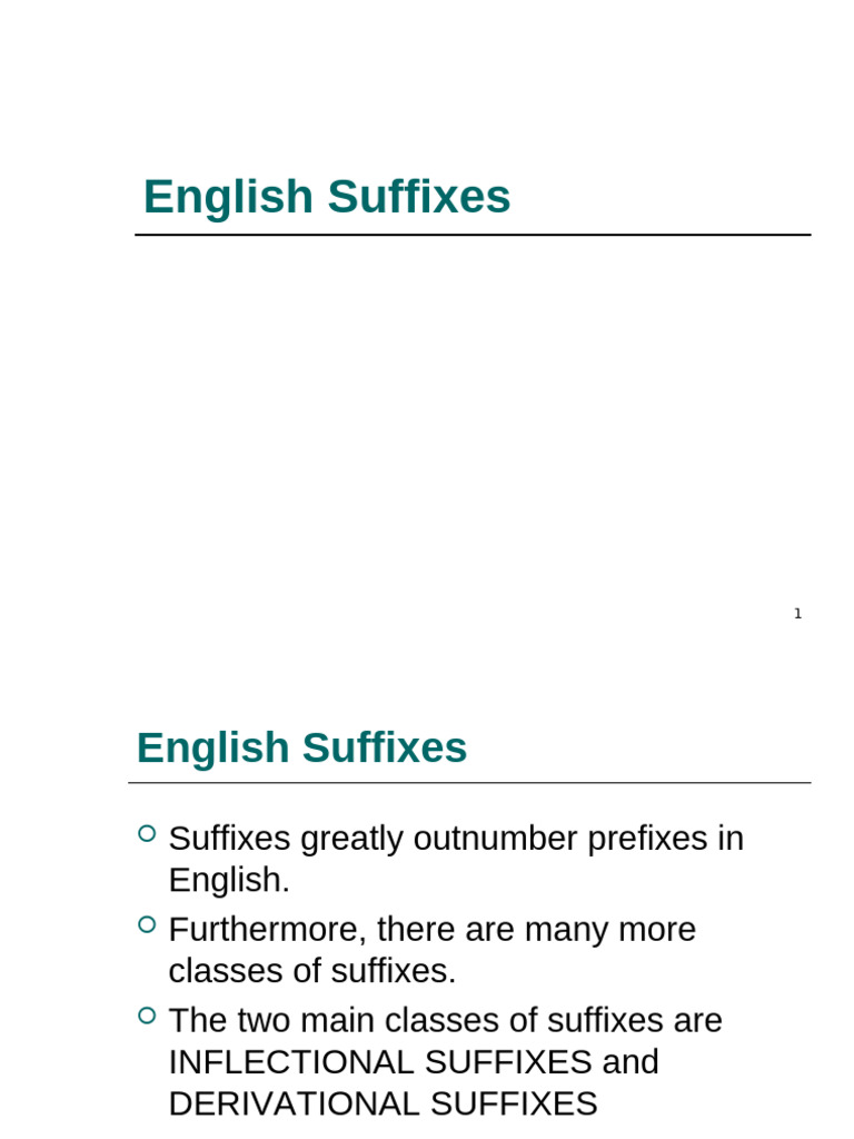 Lecture A4 English Suffixes | PDF | Verb | Grammatical Tense