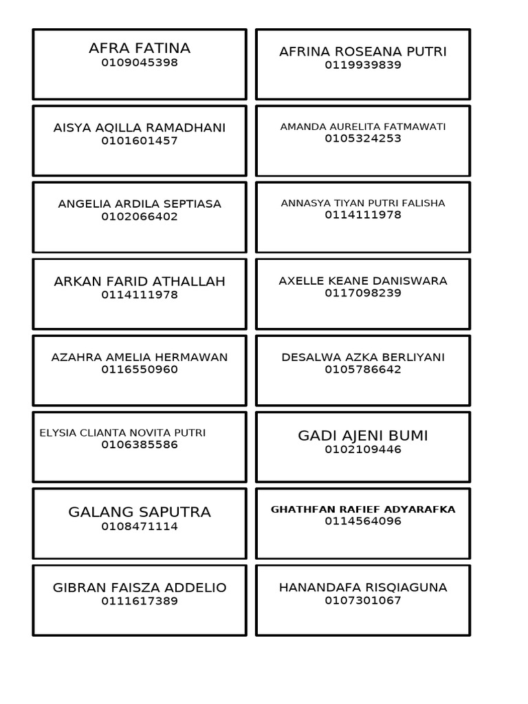 Student Names and IDs List | PDF