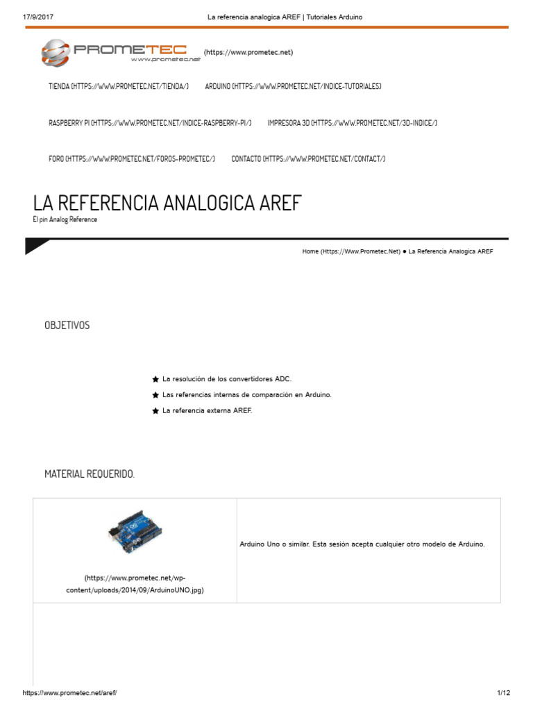 Uso del pin AREF en Arduino | PDF | Conversor analógico a digital | Sensor