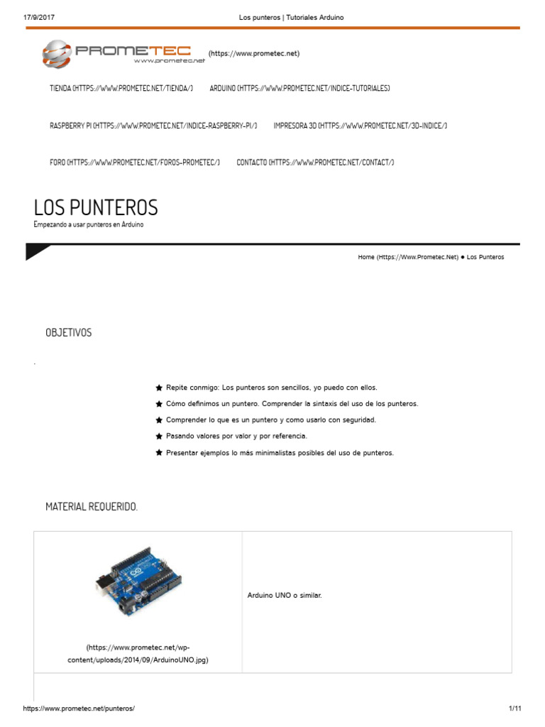Introducción a Punteros en Arduino | PDF | Puntero (Programación de ...