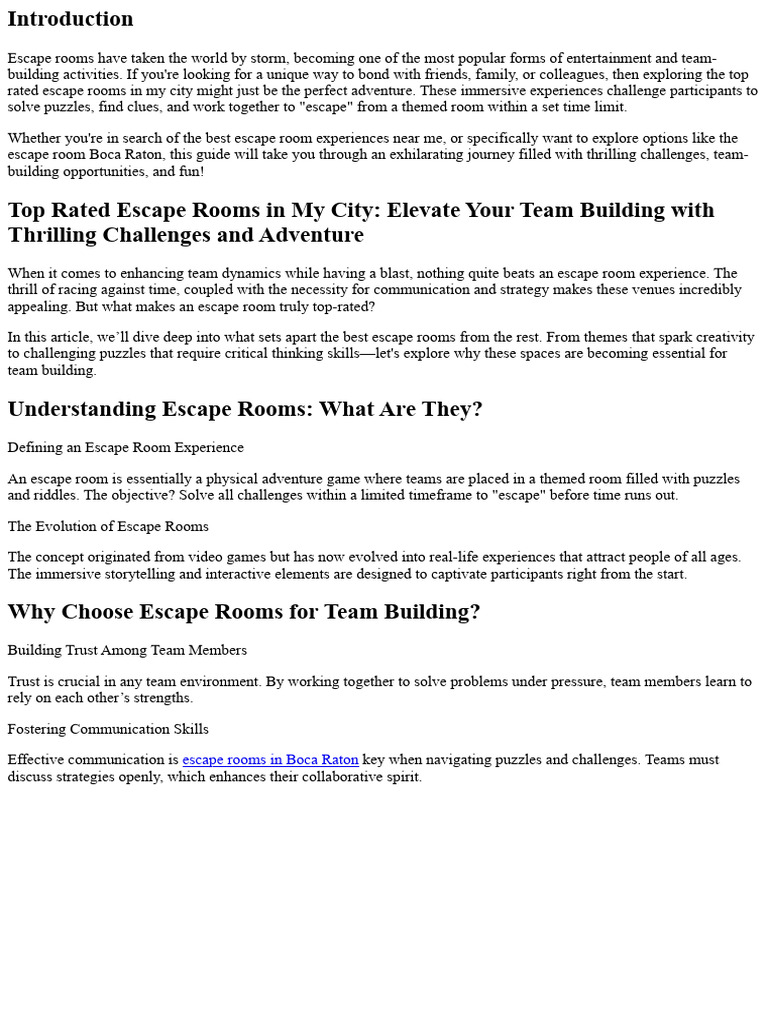 Top Rated Escape Rooms in My City: Elevate Your Team Building With ...