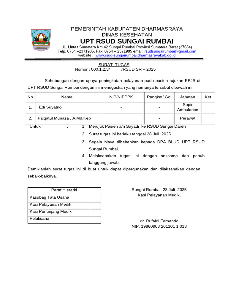 Surat Tugas Ambulan Suminah April 2025 Fix | PDF