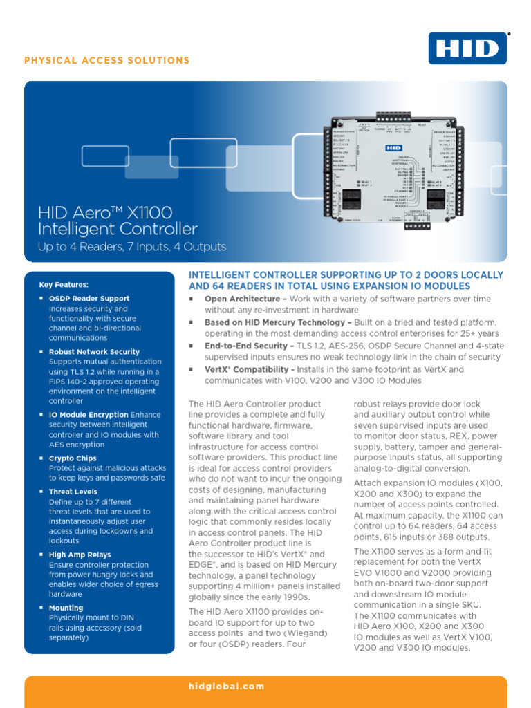 HID Aero-X1100-Controller-Ds-En | PDF | Access Control | Usb