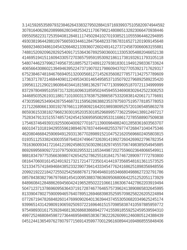One Million Digits of Pi | PDF