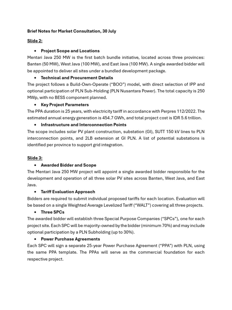 Brief Notes For Market Consultation - 30 July | PDF | Electric Power ...