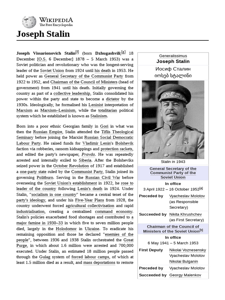 Joseph Stalin | PDF | Joseph Stalin | Vladimir Lenin