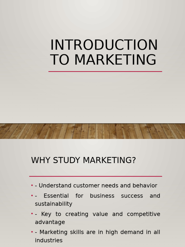 Marketing Introduction Presentation | PDF | Marketing | Marketing Strategy
