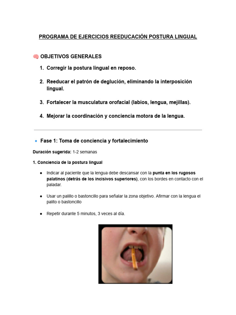 Reeducación Postura Lingual | PDF