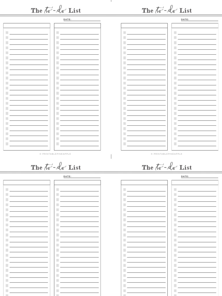 A5 On A4 - To Do List | PDF