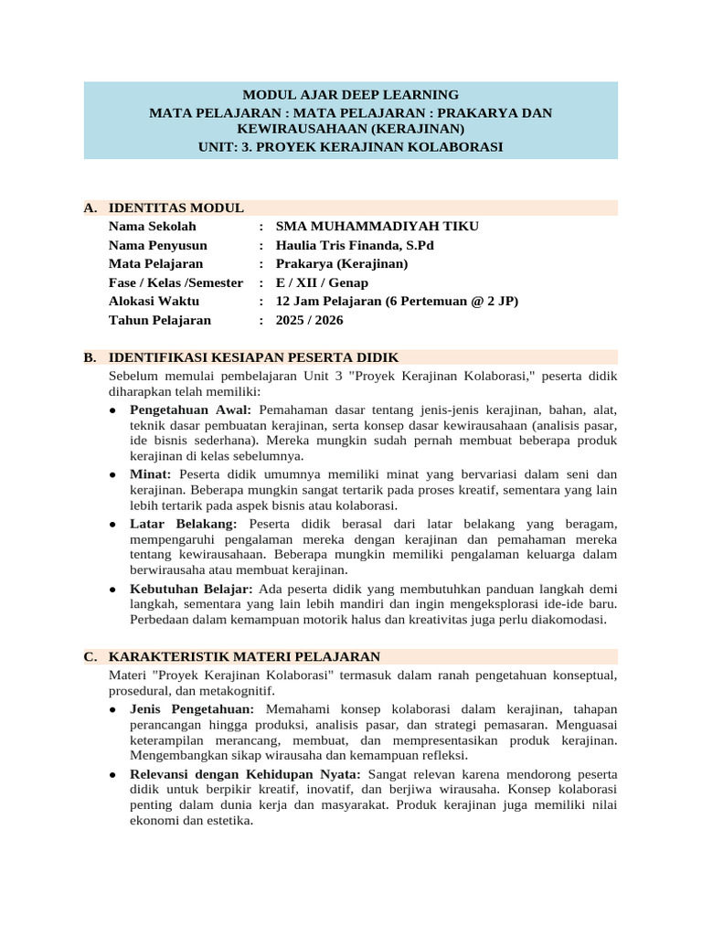 Modul Unit 3 Proyek Kerajinan Kolaborasi | PDF