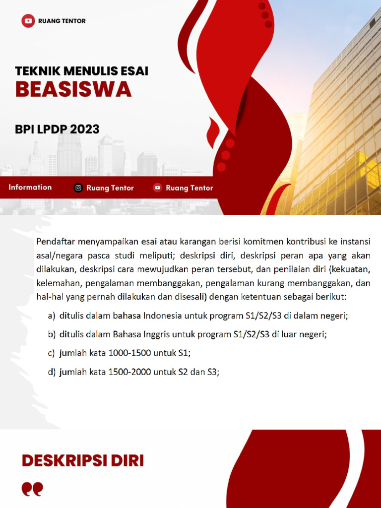 Teknik Menulis Esai Beasiswa | PDF
