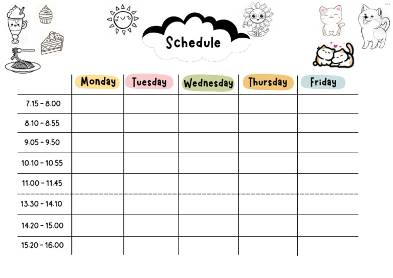 Pink and Green Colorful Cute School Class Schedule | PDF